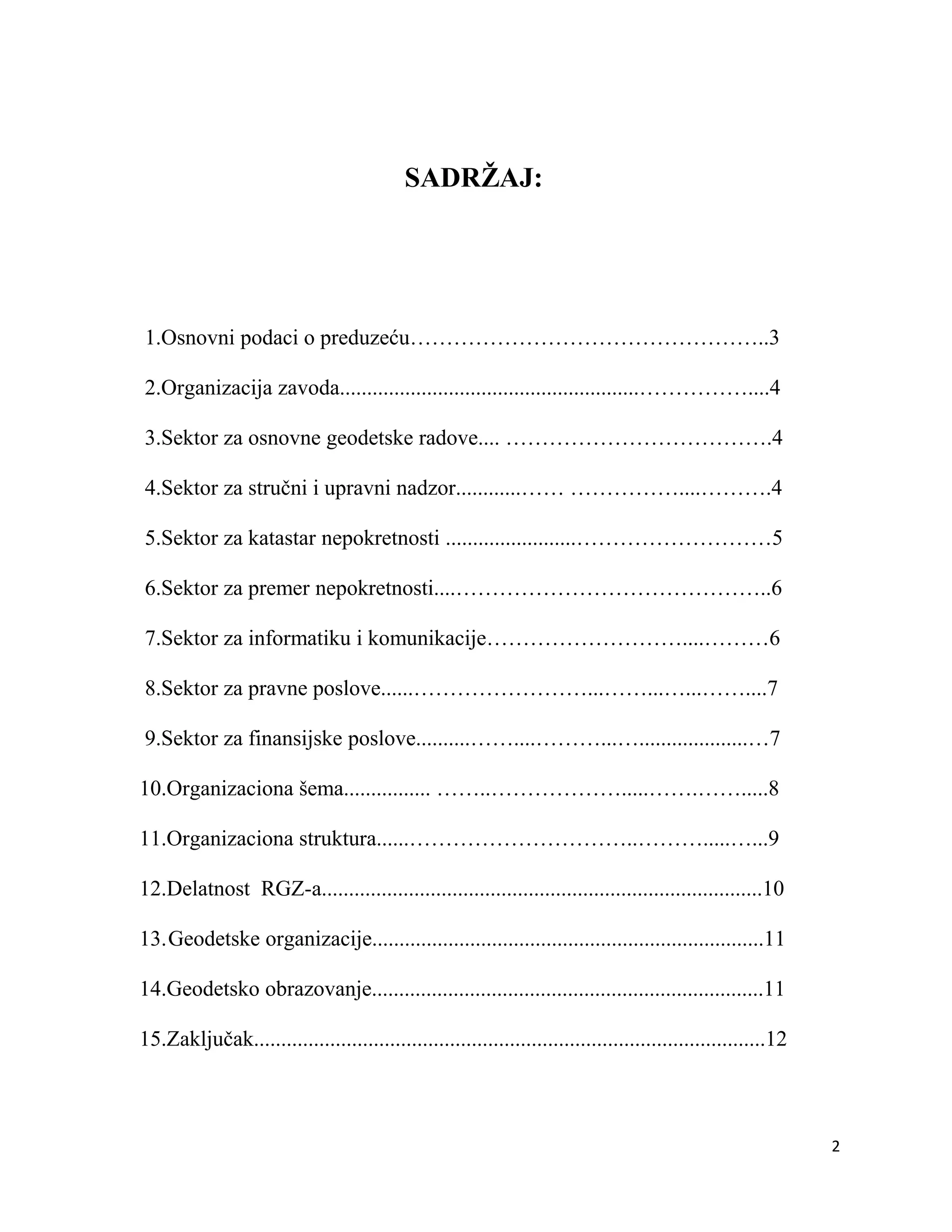 Republicki geodetski zavod organizacija preduzeca | PDF