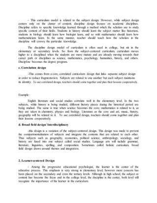 Curriculum Development: Curriculuim Design Models | DOCX | Primary ...