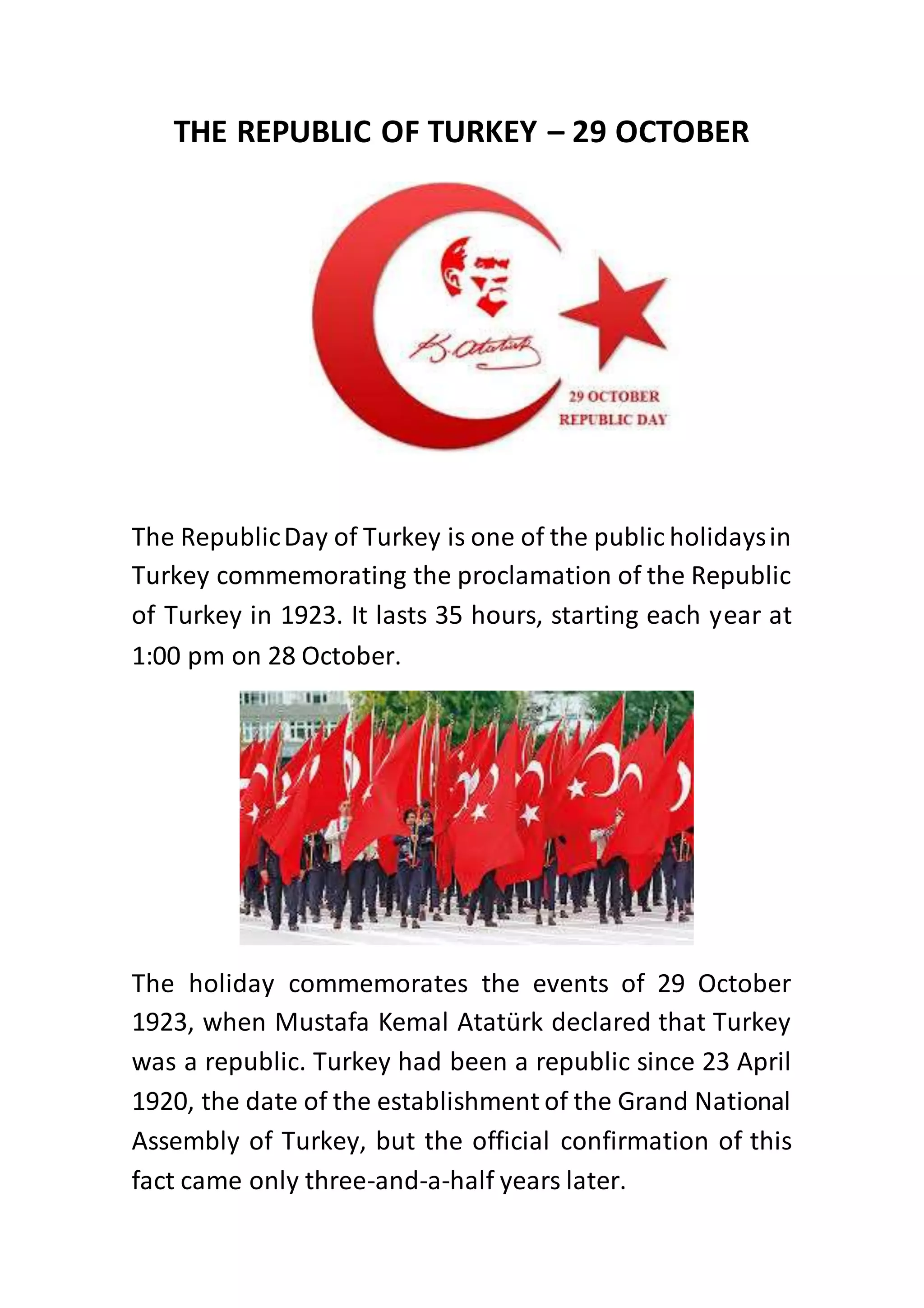 Republic of turkey day 29 october | DOCX