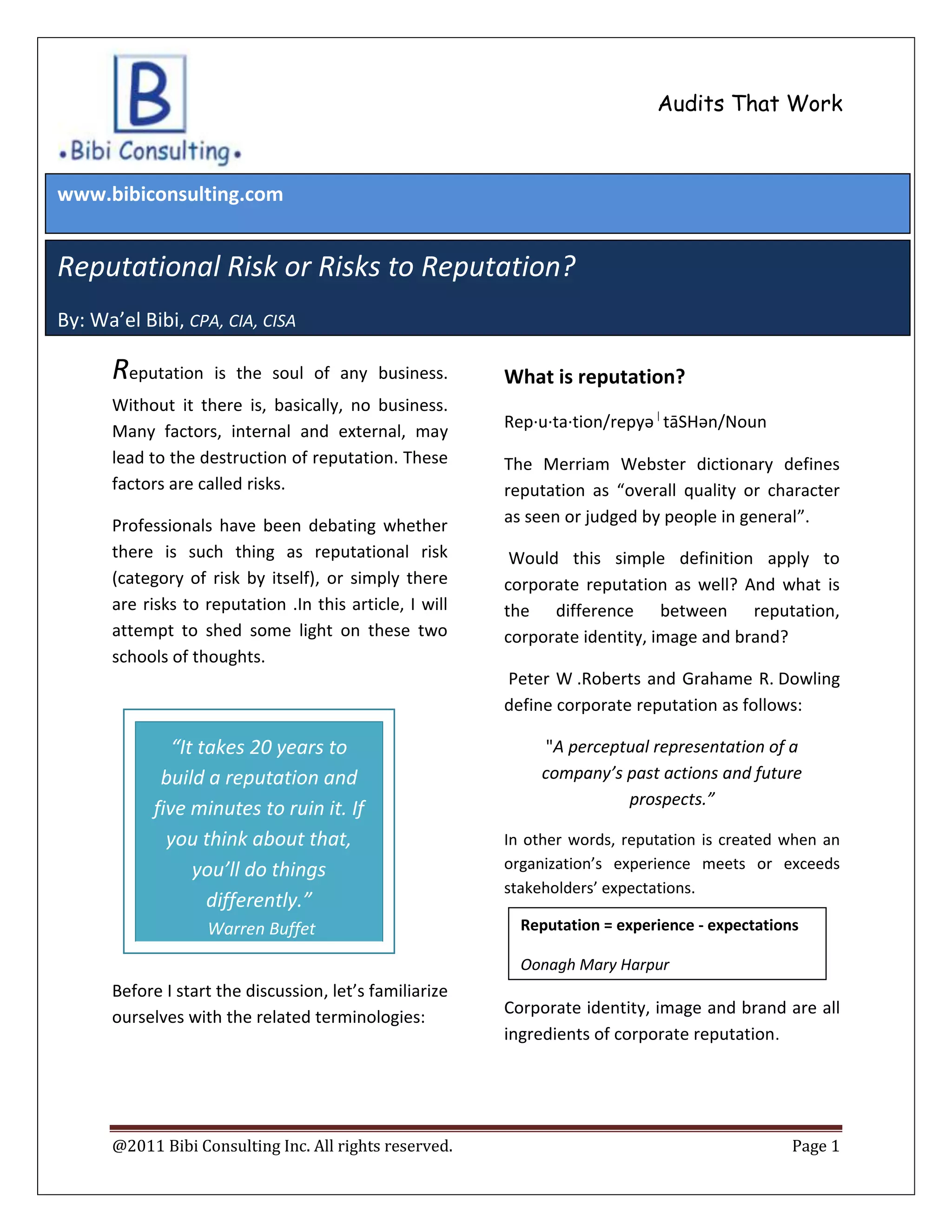 Reputational risk article | PDF