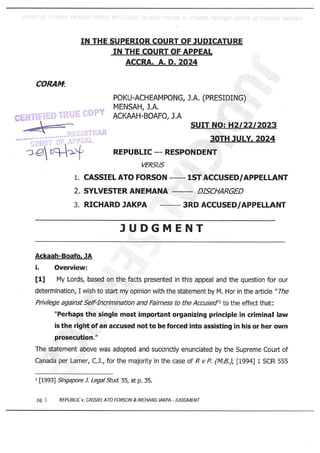 Full judgment on why Court of Appeal acquitted Ato Forson and Jakpa | PDF