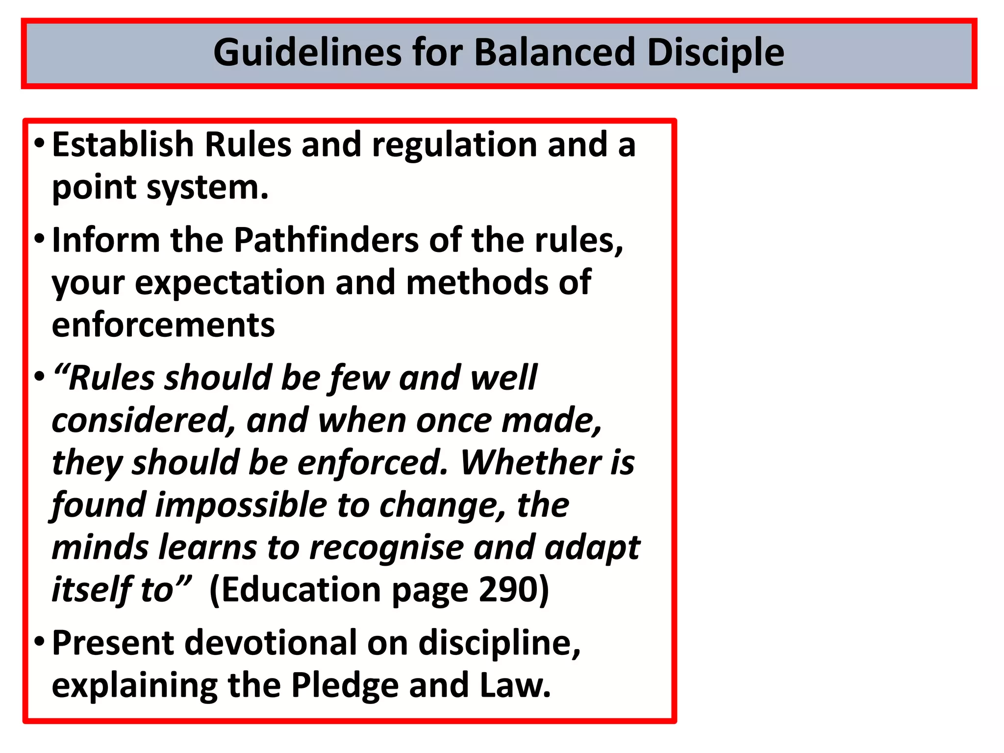 Understanding Pathfinders Discipline | PDF