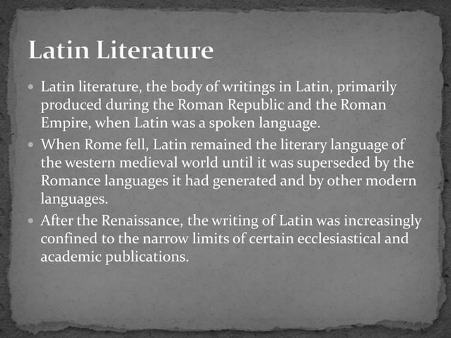 Latin Literature Timeline | PPTX