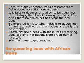 Requeening Feral Hives | PPTX