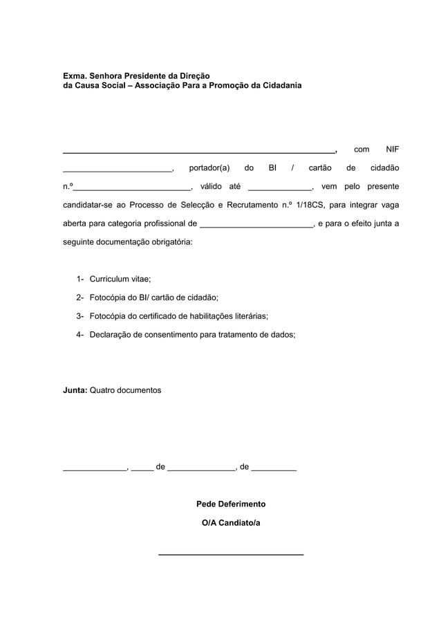 Modelo De Requerimento Simples Pronto