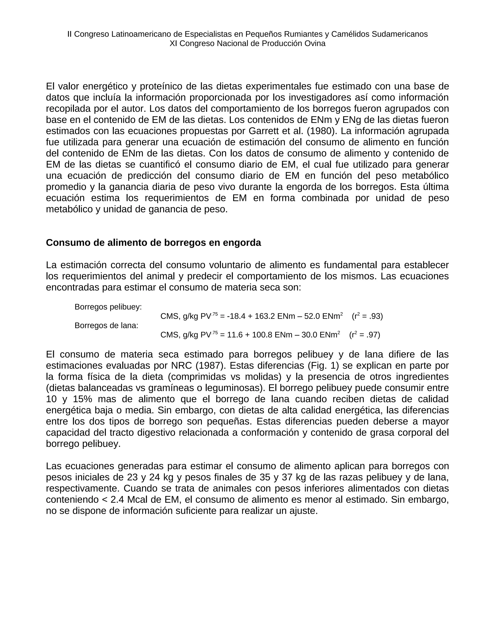 Requerimientos nutricionales de ovinos pelibuey y de lana | PDF