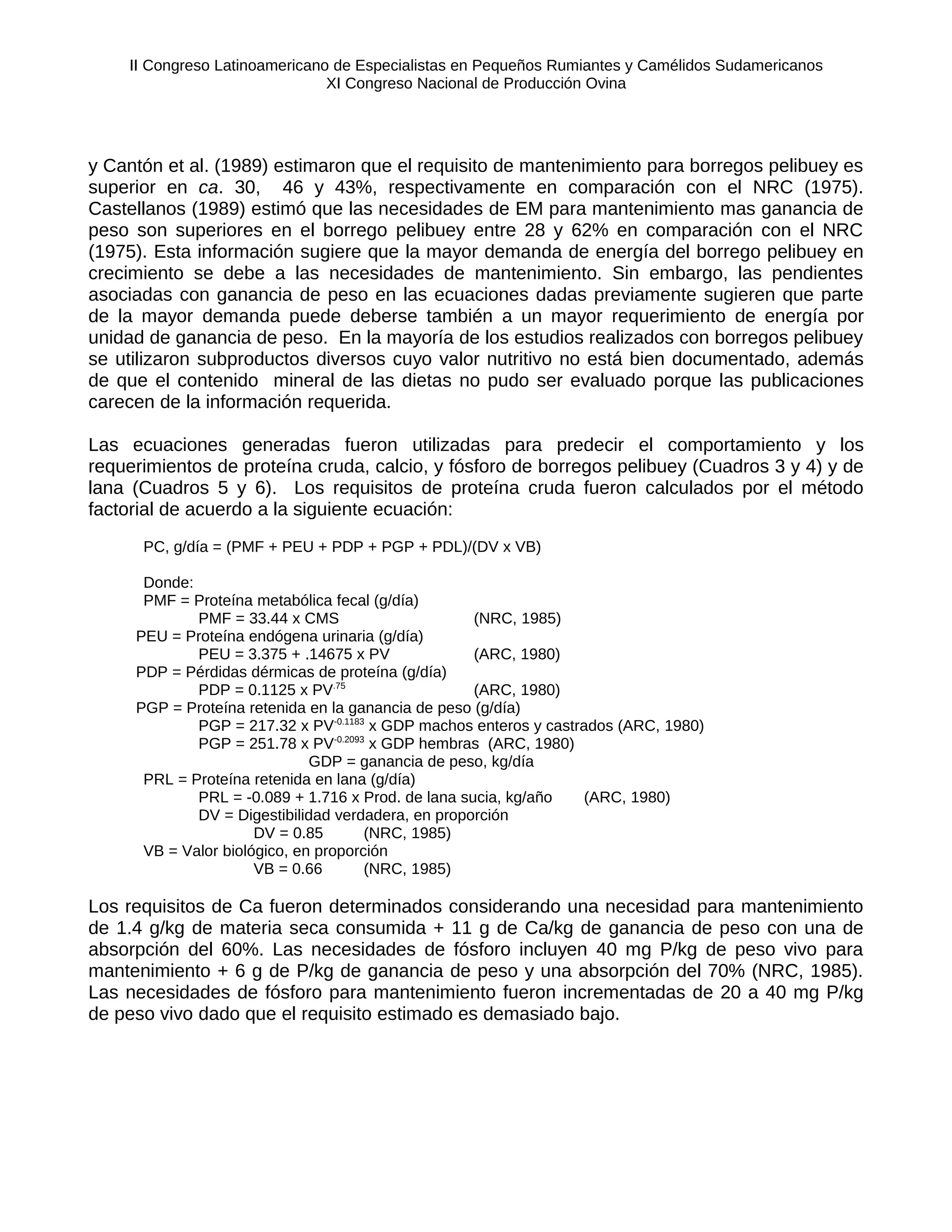 Requerimientos nutricionales de ovinos pelibuey y de lana | PDF