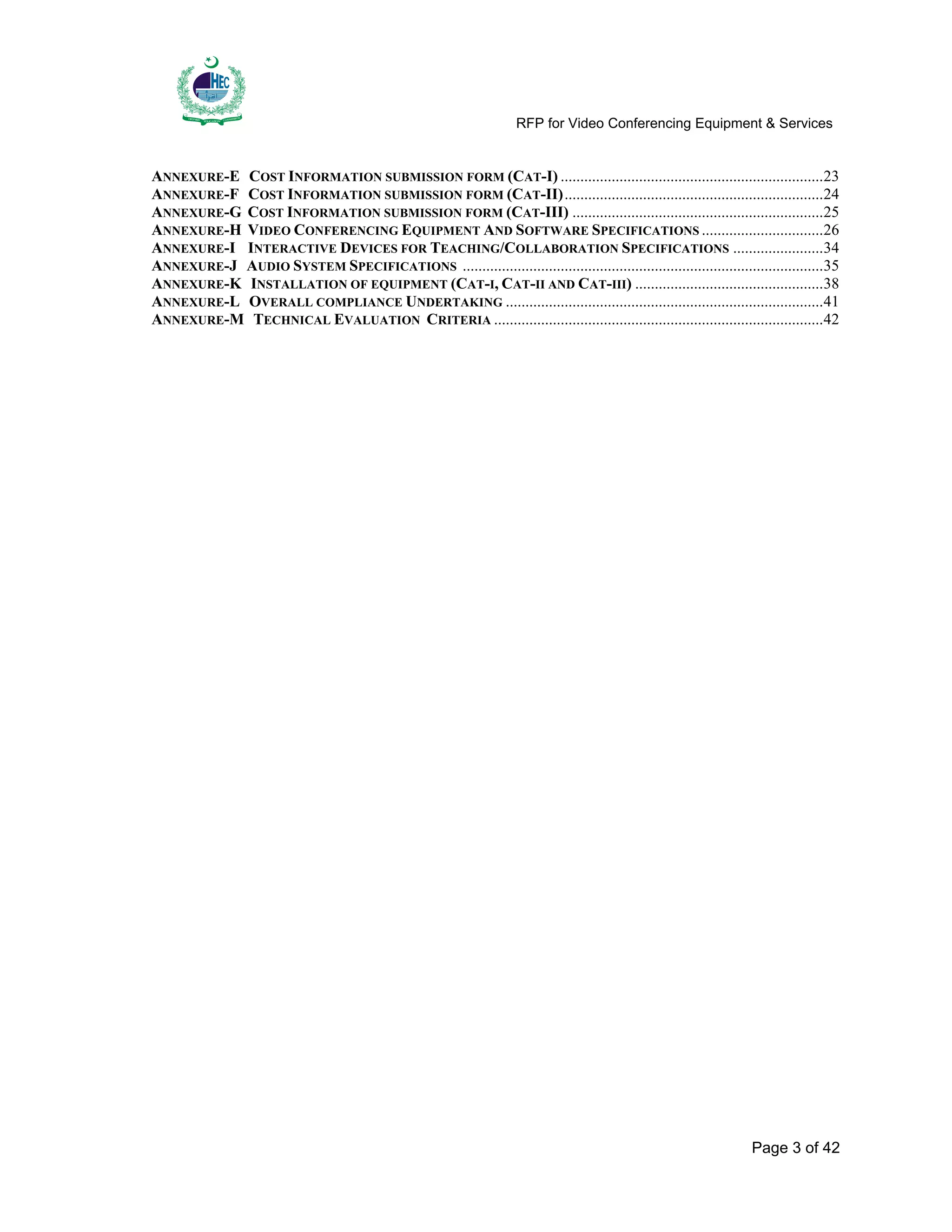 Request for Proposal (RFP) For Video Conferencing Equipment | PDF