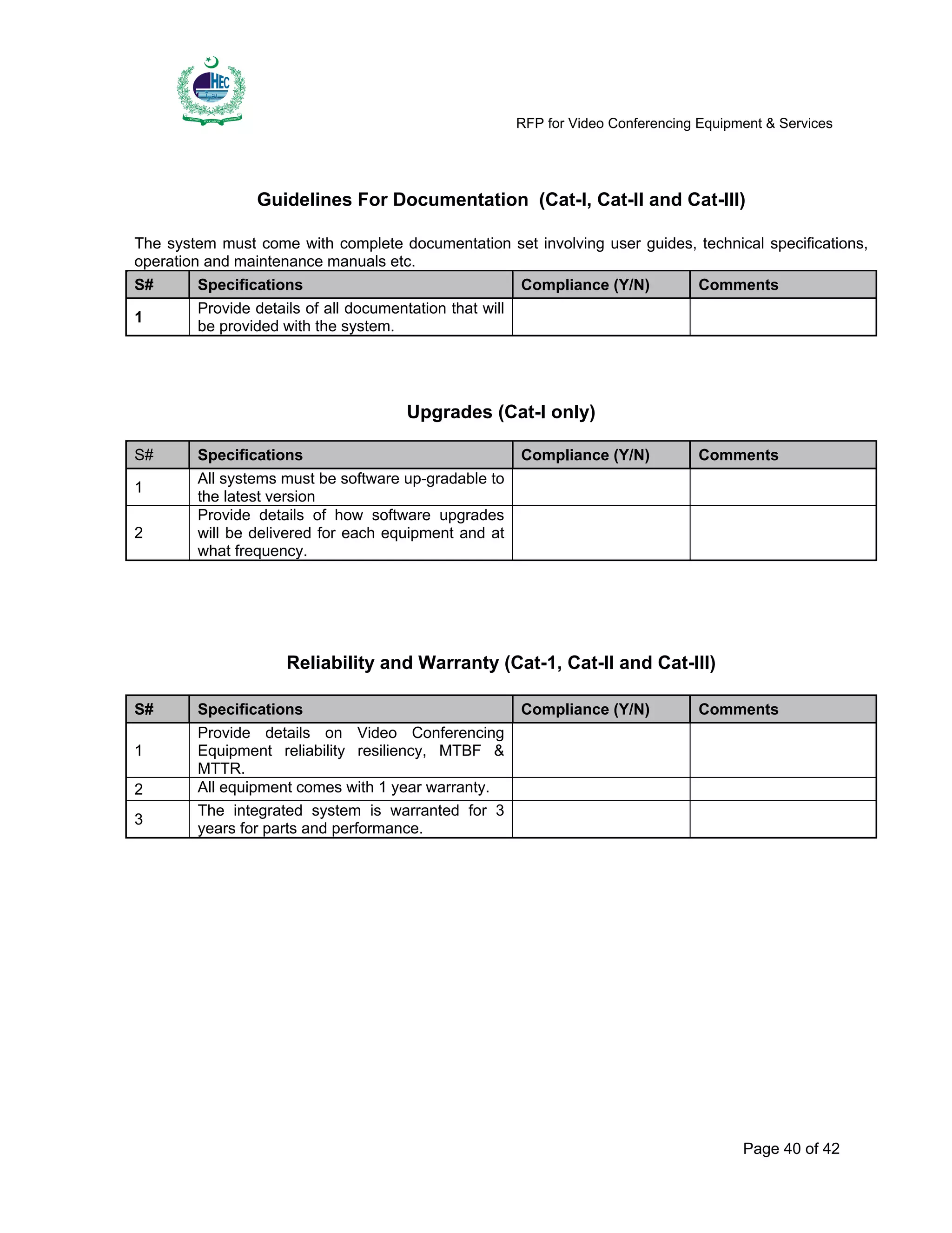 Request for Proposal (RFP) For Video Conferencing Equipment | PDF