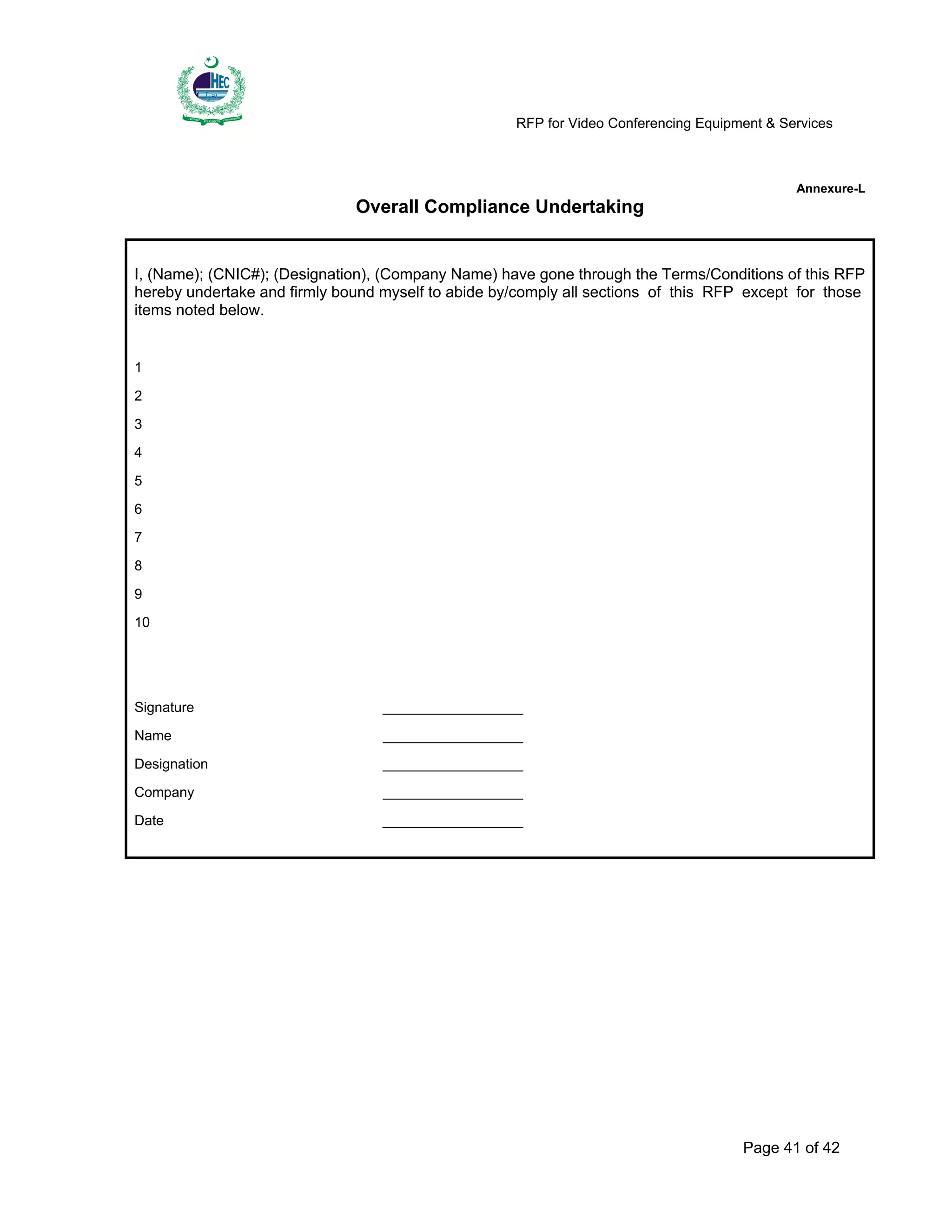 Request for Proposal (RFP) For Video Conferencing Equipment | PDF