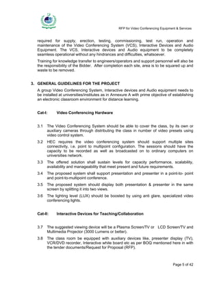 Request for Proposal (RFP) For Video Conferencing Equipment | PDF