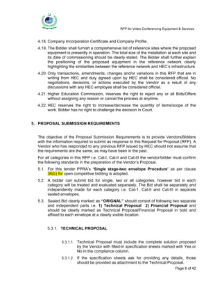 Request for Proposal (RFP) For Video Conferencing Equipment | PDF