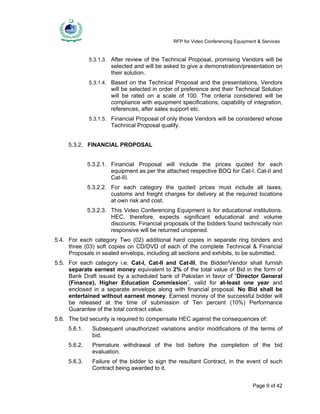 Request for Proposal (RFP) For Video Conferencing Equipment | PDF