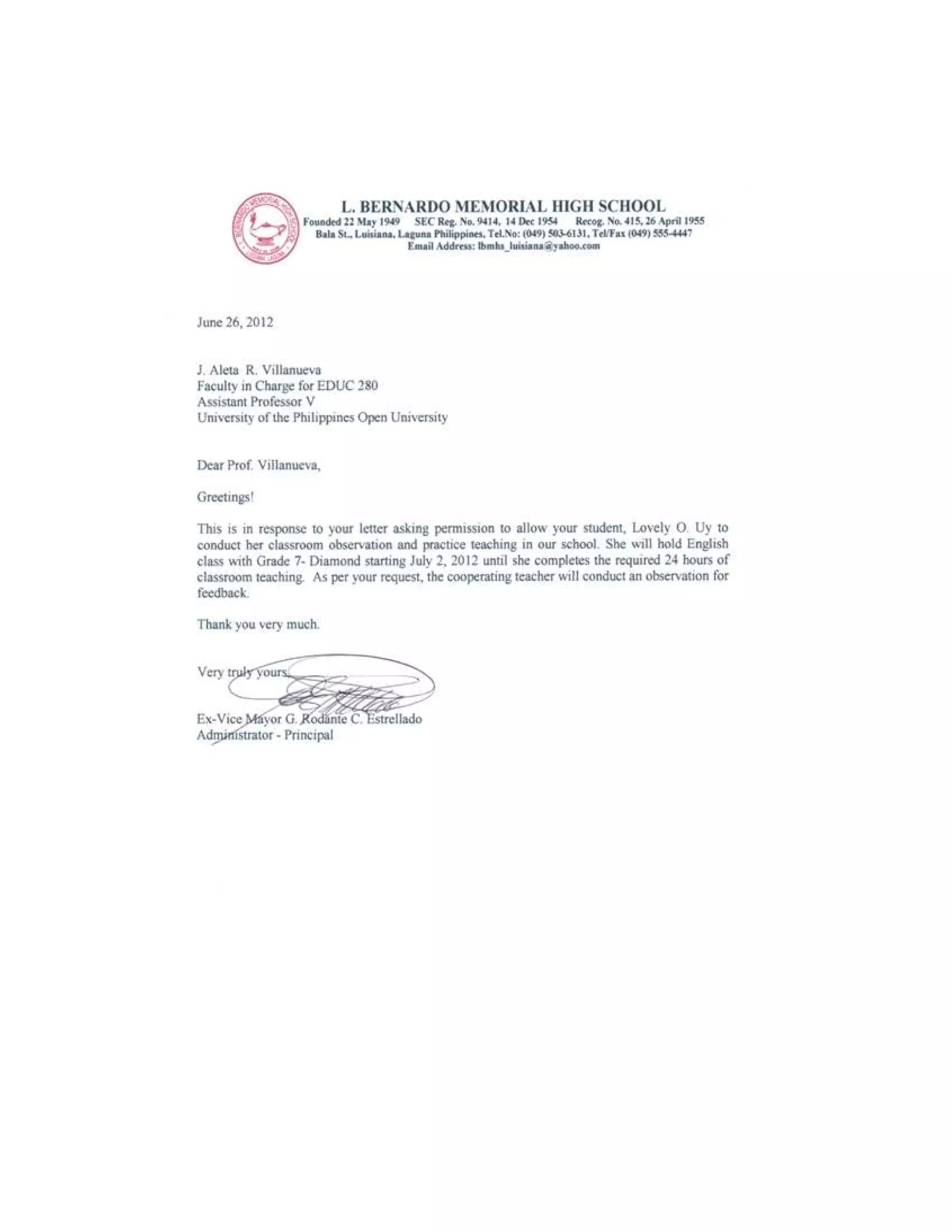 Request and response letter | DOC