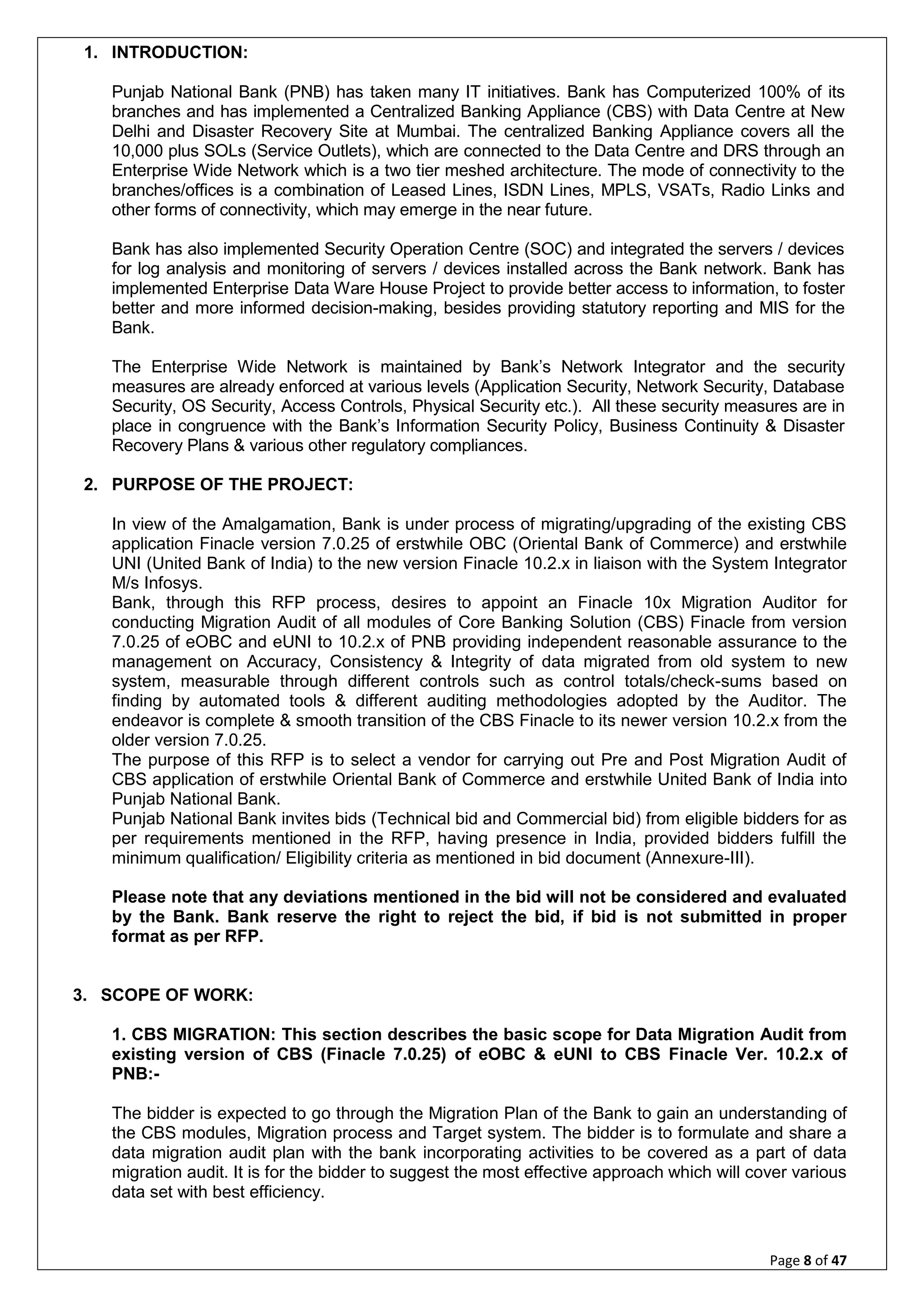 Request for proposal for appointment of External Auditor for Migration ...