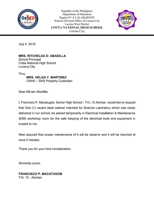 Request Letter - For Steel Cabinet (Workshop).docx