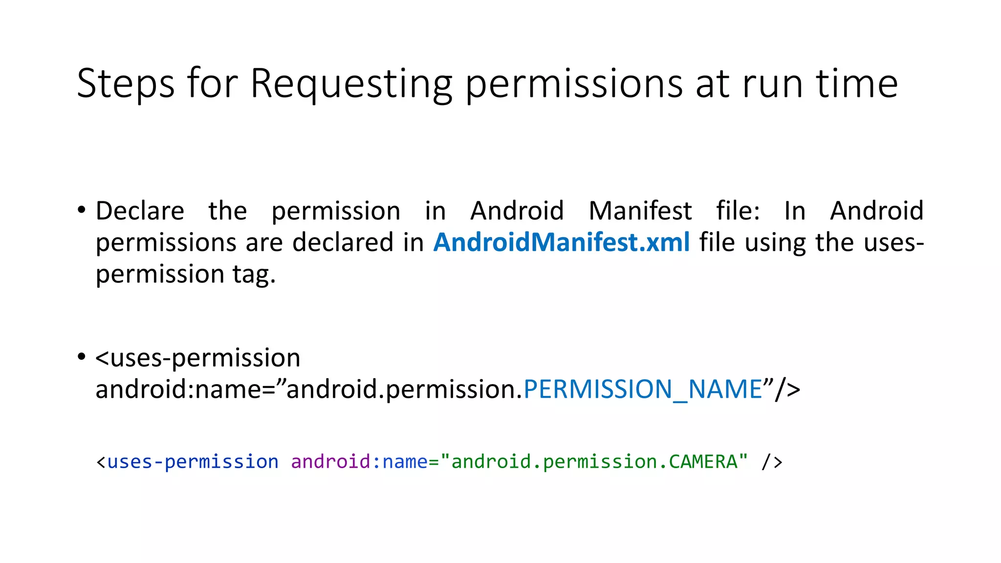 Request permissions in Android App.pdf | Operating Systems | Computer Software and Applications