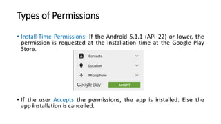 Request permissions in Android App.pdf | Operating Systems | Computer Software and Applications