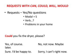 Requests with can, could, will, would | PPTX