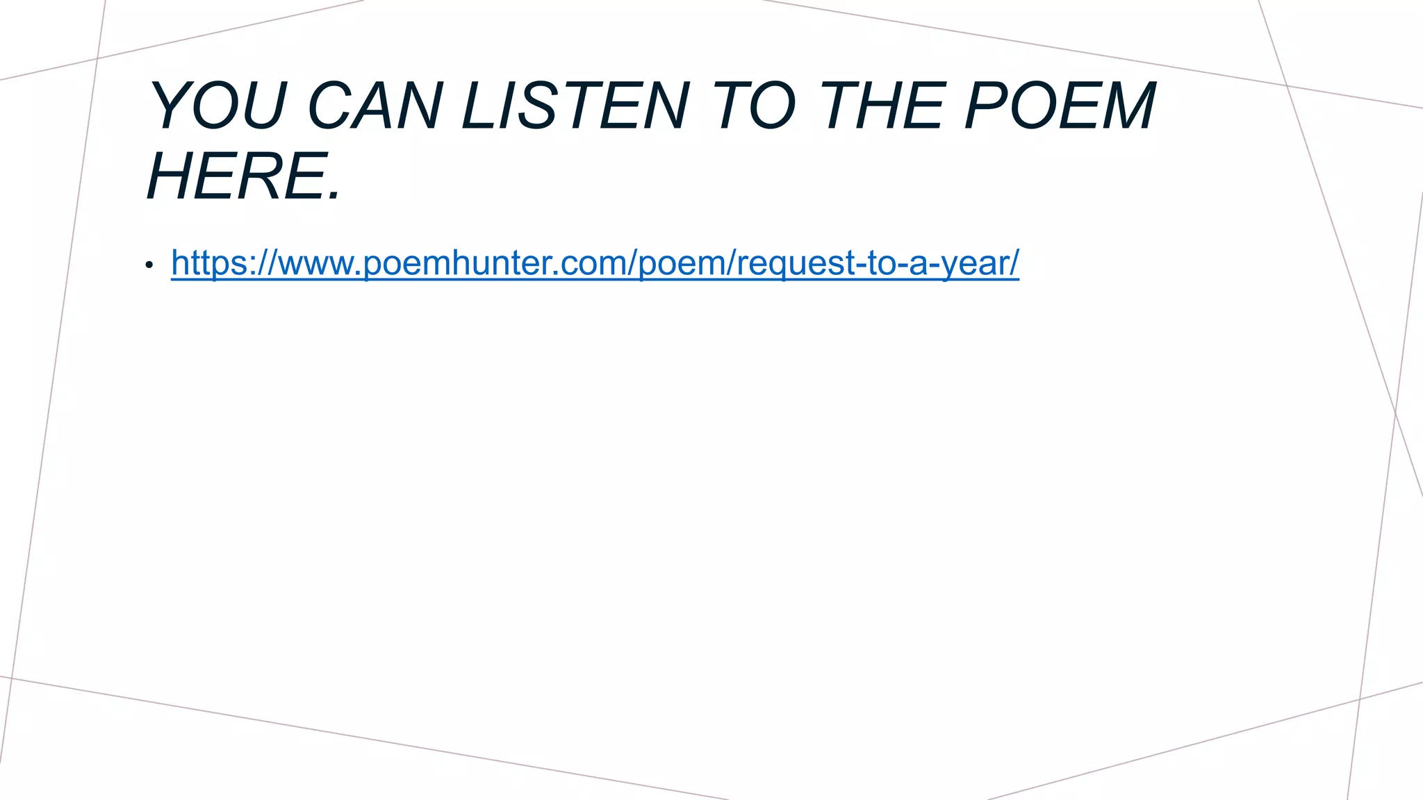 Request to a year by Judith Wright - analysis | PPTX