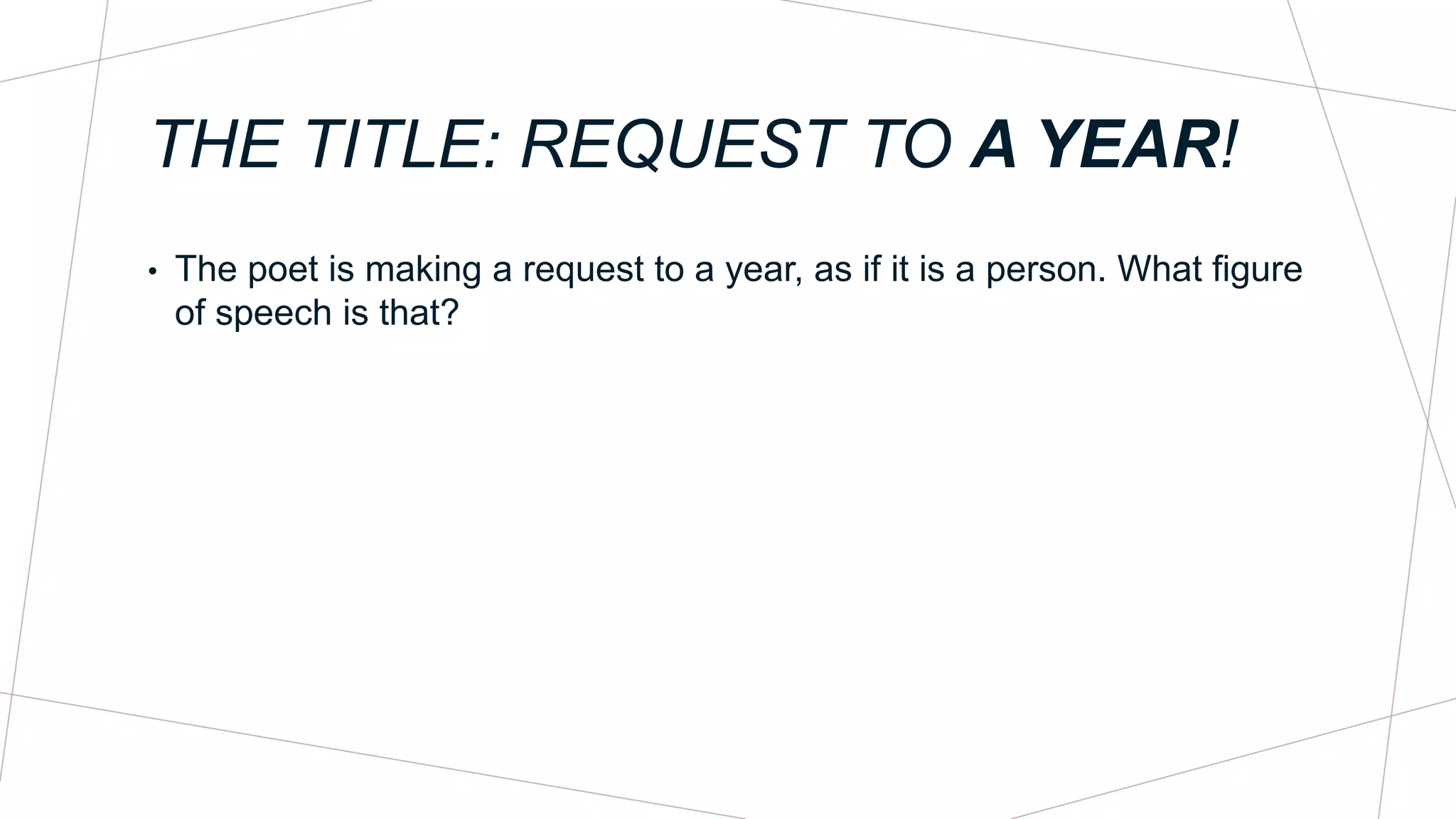 Request to a year by Judith Wright - analysis | PPTX