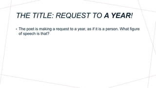 Request to a year by Judith Wright - analysis | PPTX