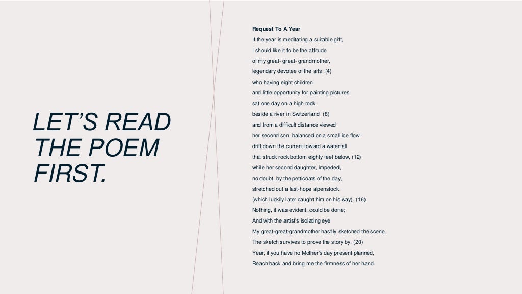 Request to a year by Judith Wright - analysis