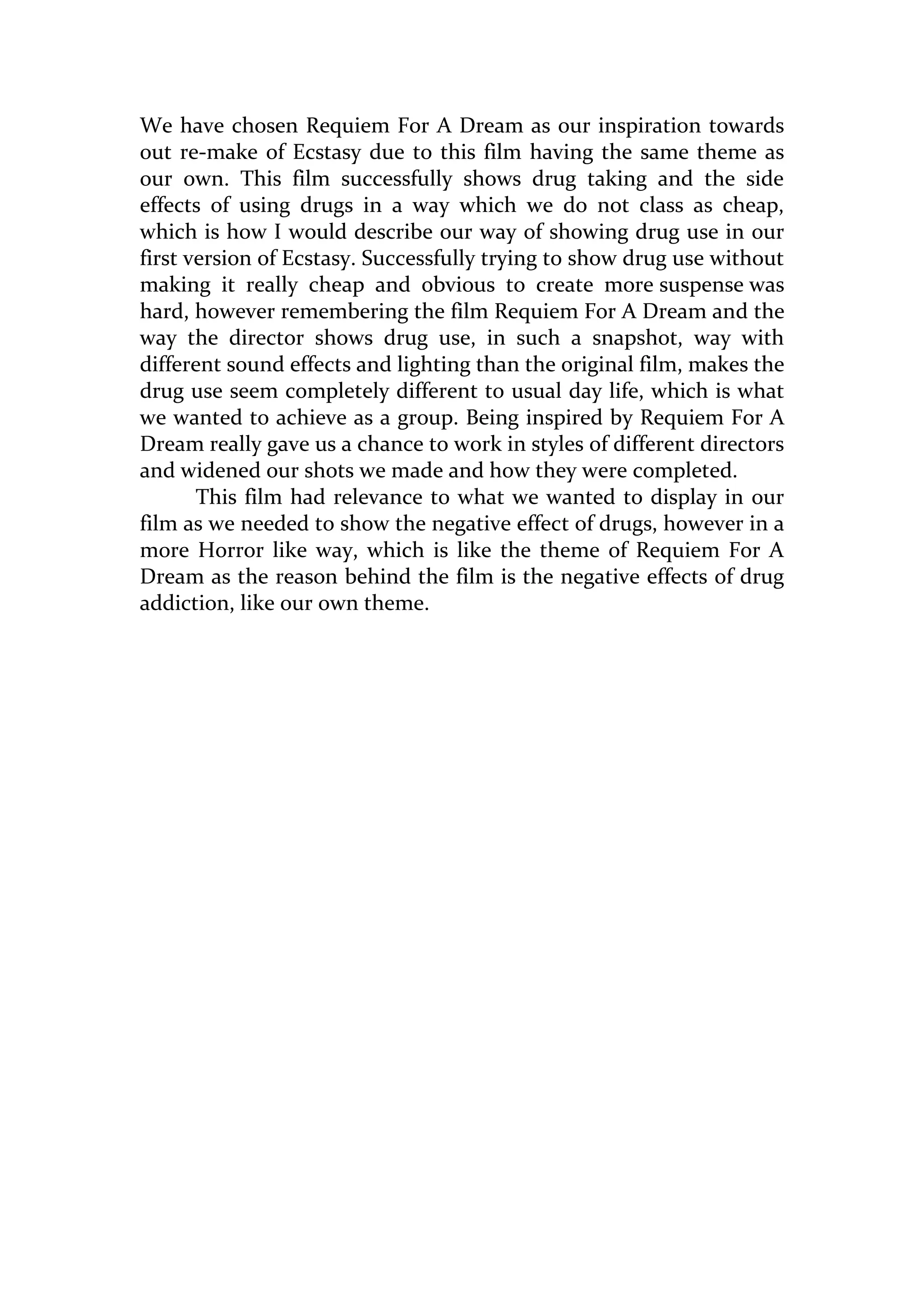 Requiem for a dream - our inspiration | DOCX