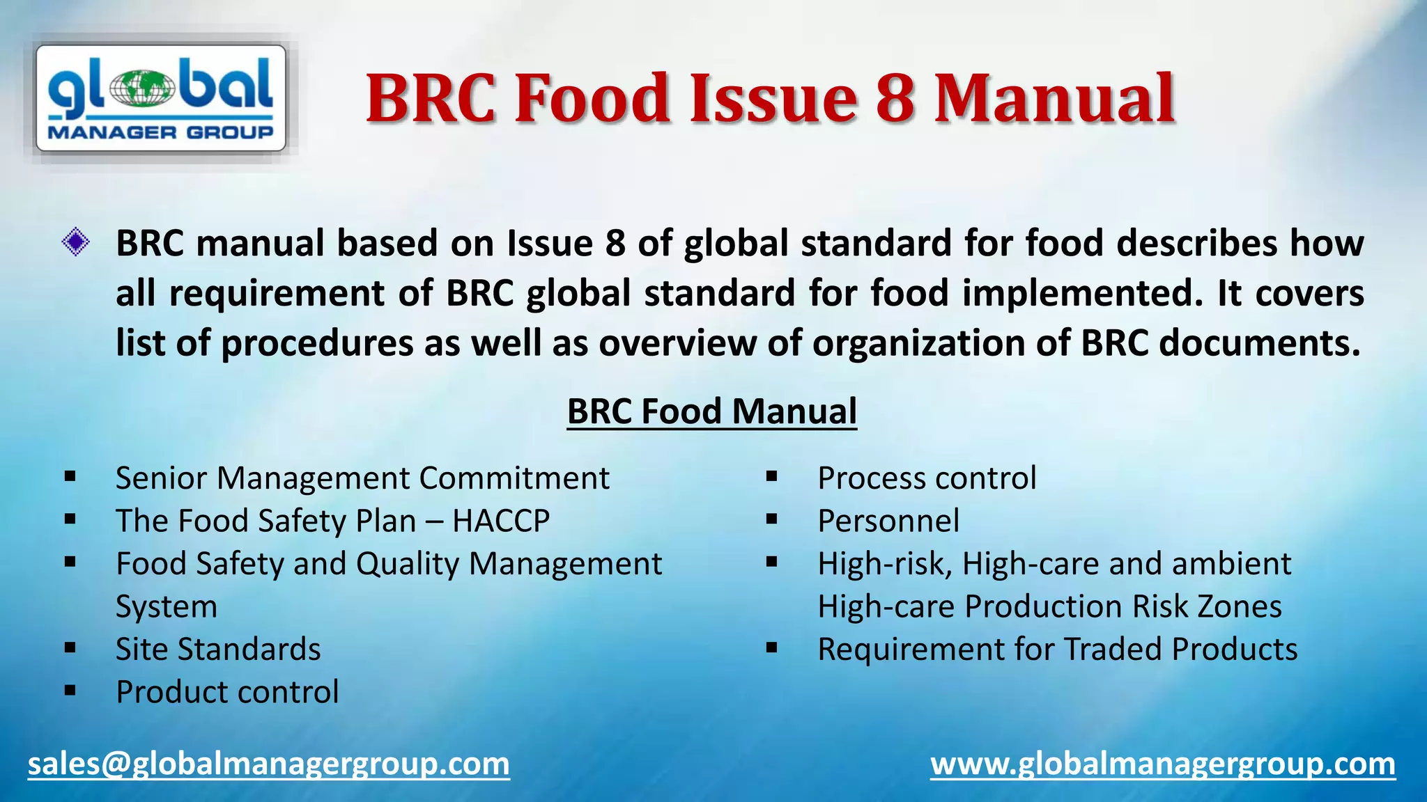 Guidance on BRC food issue 8 documentation requirements | PPT