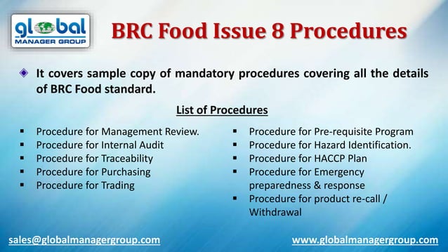 Guidance on BRC food issue 8 documentation requirements | PPT