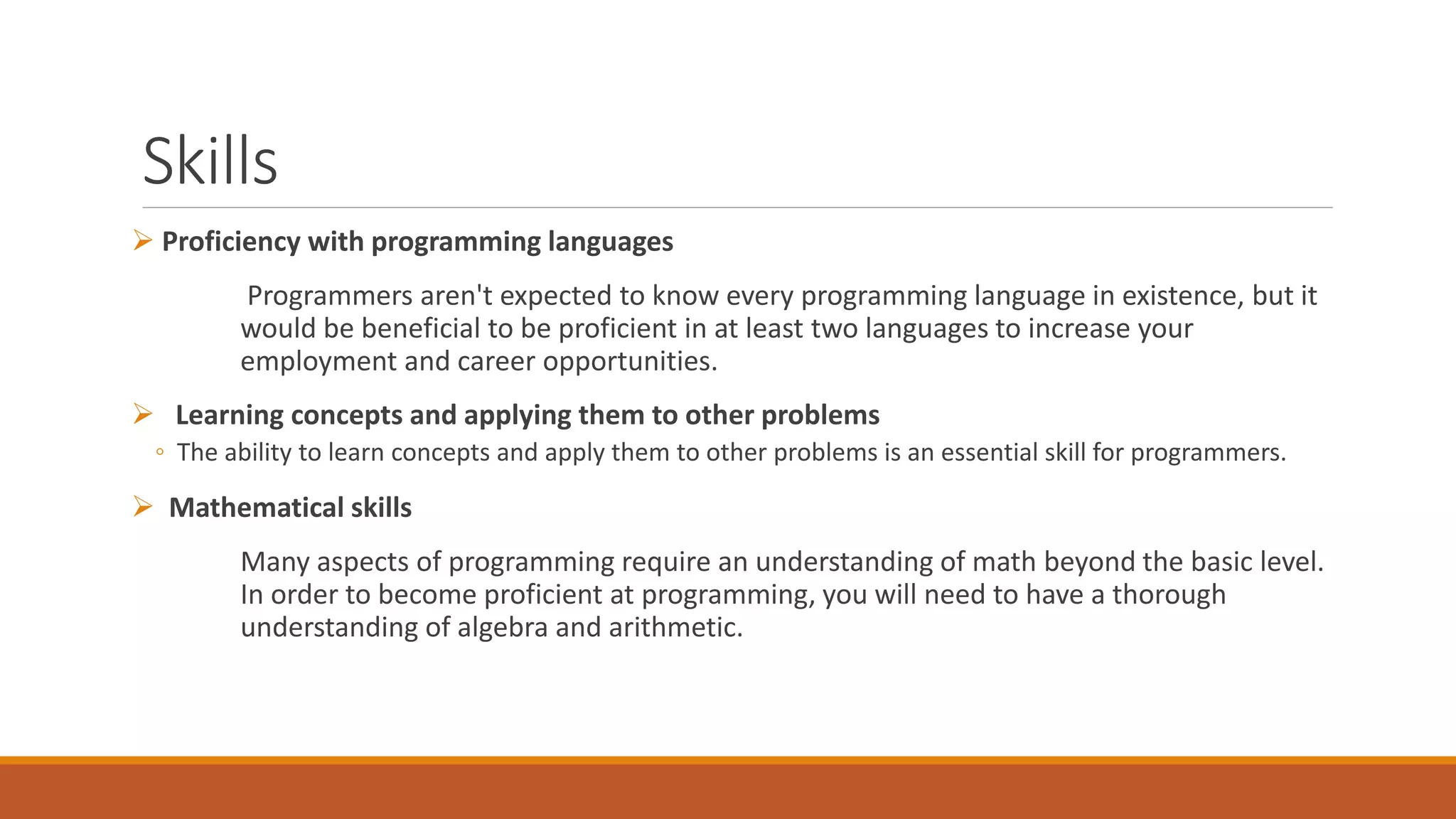 Required computer skills program devlopment | PPT