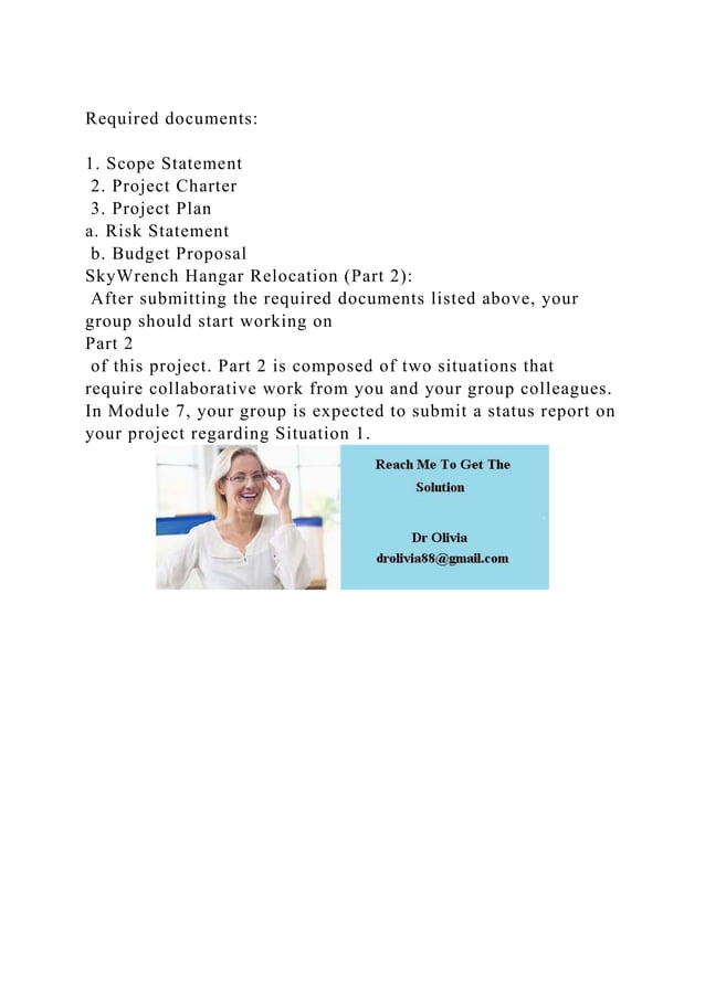 Required documents1. Scope Statement 2. Project Charter 3. .docx