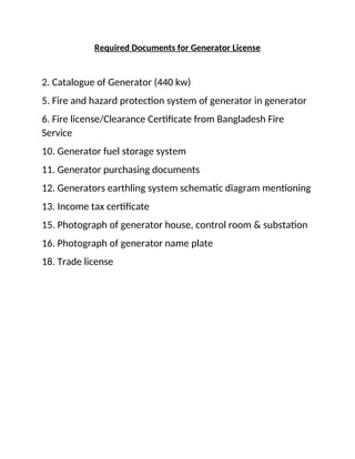 Required Documents for Generator License.docx