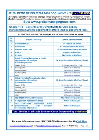 Demo of ISO 37001:2016 documentation kit | PDF