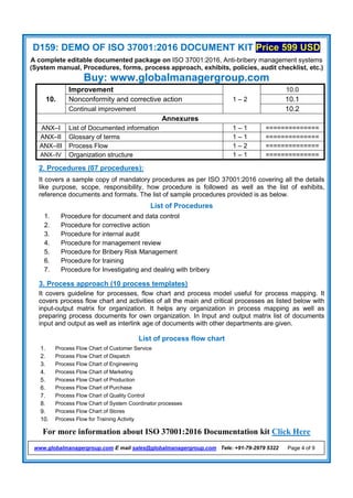Demo of ISO 37001:2016 documentation kit | PDF