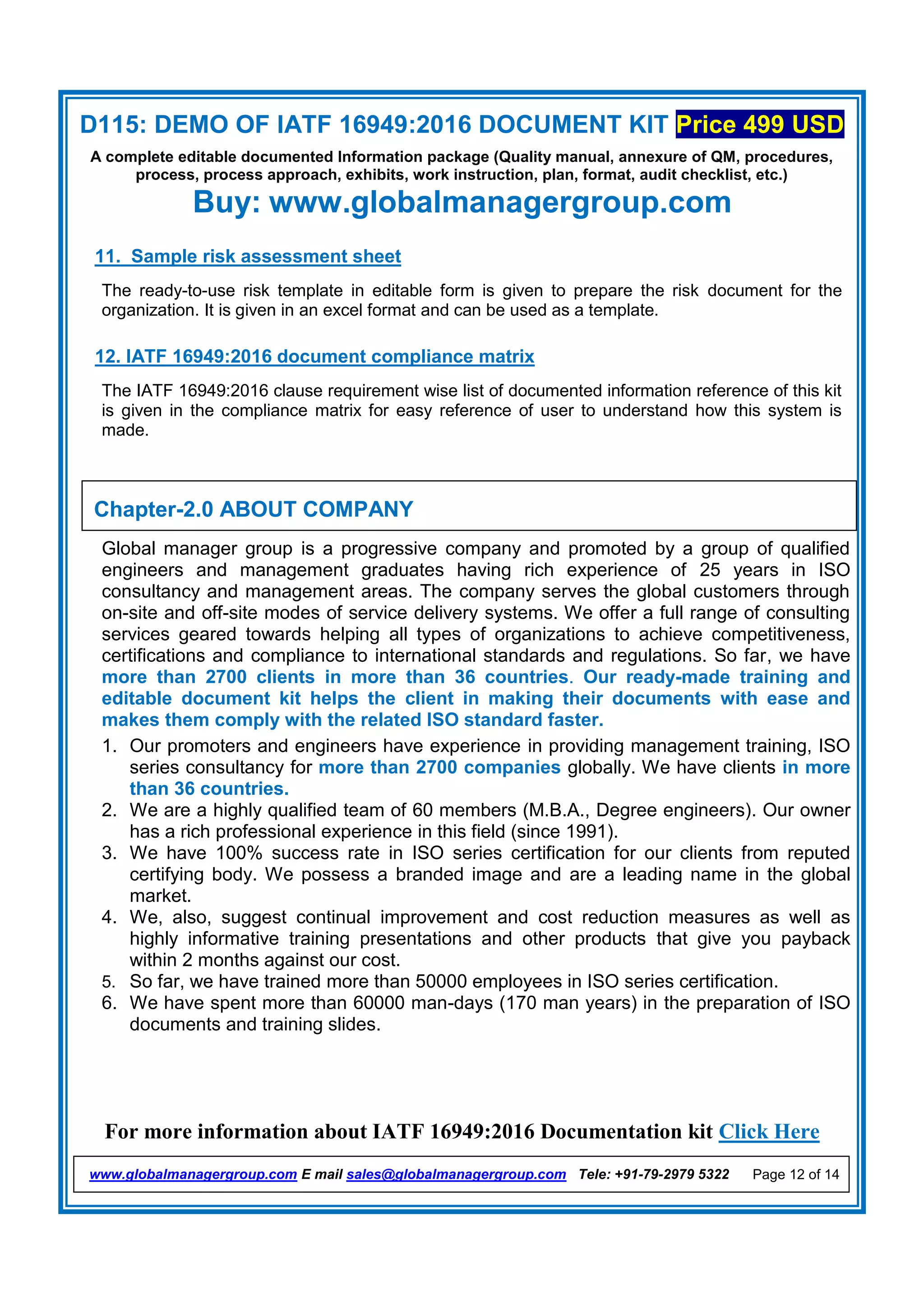 List of mandatory IATF 16949 documents | PDF