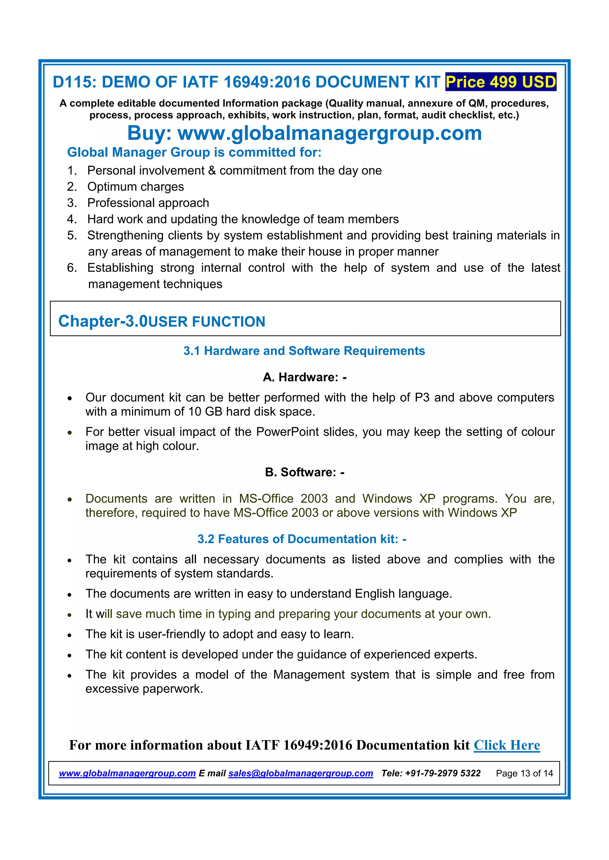 List of mandatory IATF 16949 documents | PDF