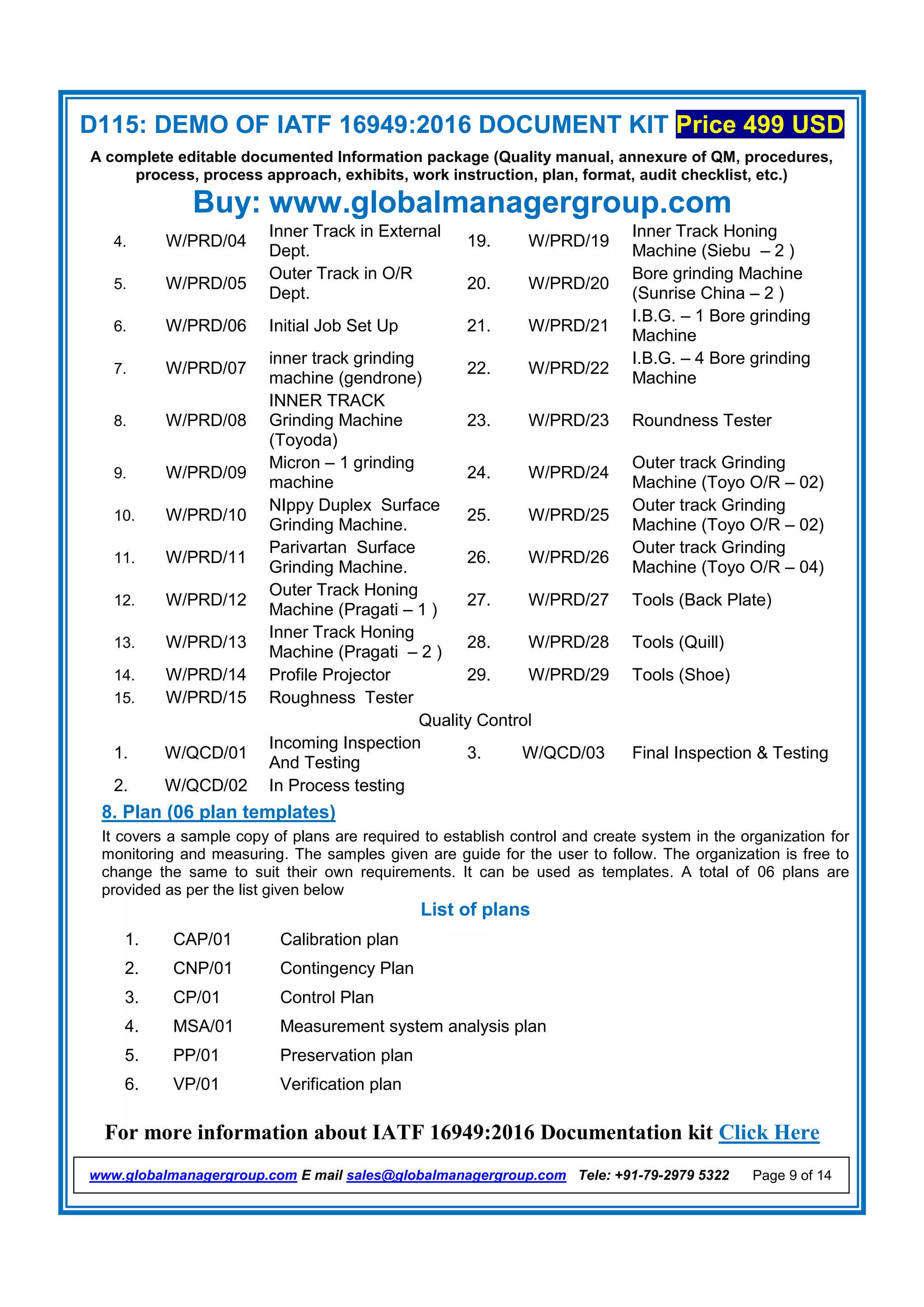 List of mandatory IATF 16949 documents | PDF