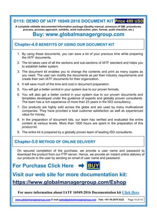 List of mandatory IATF 16949 documents | PDF