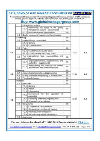 List of mandatory IATF 16949 documents | PDF