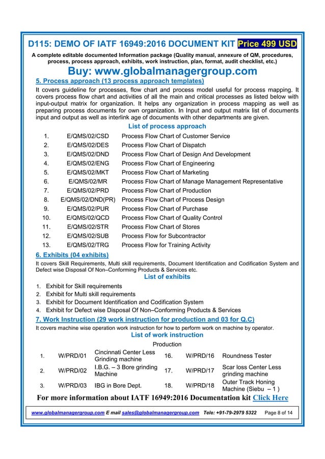 List of mandatory IATF 16949 documents | PDF
