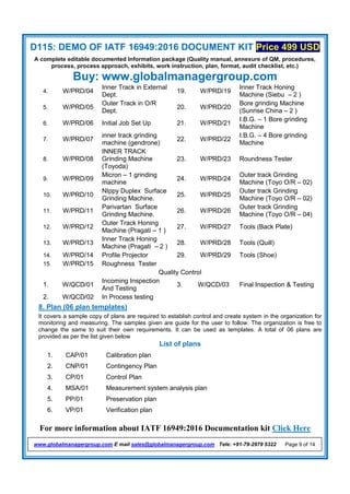 List of mandatory IATF 16949 documents | PDF