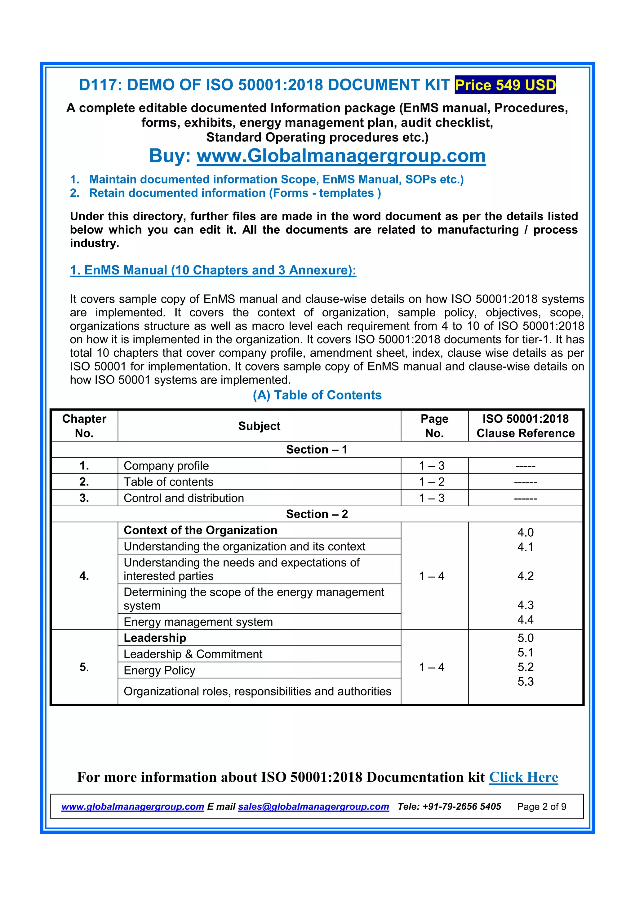 Required ISO 50001-2018 documents for energy management system | PDF
