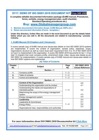 Required ISO 50001-2018 documents for energy management system | PDF