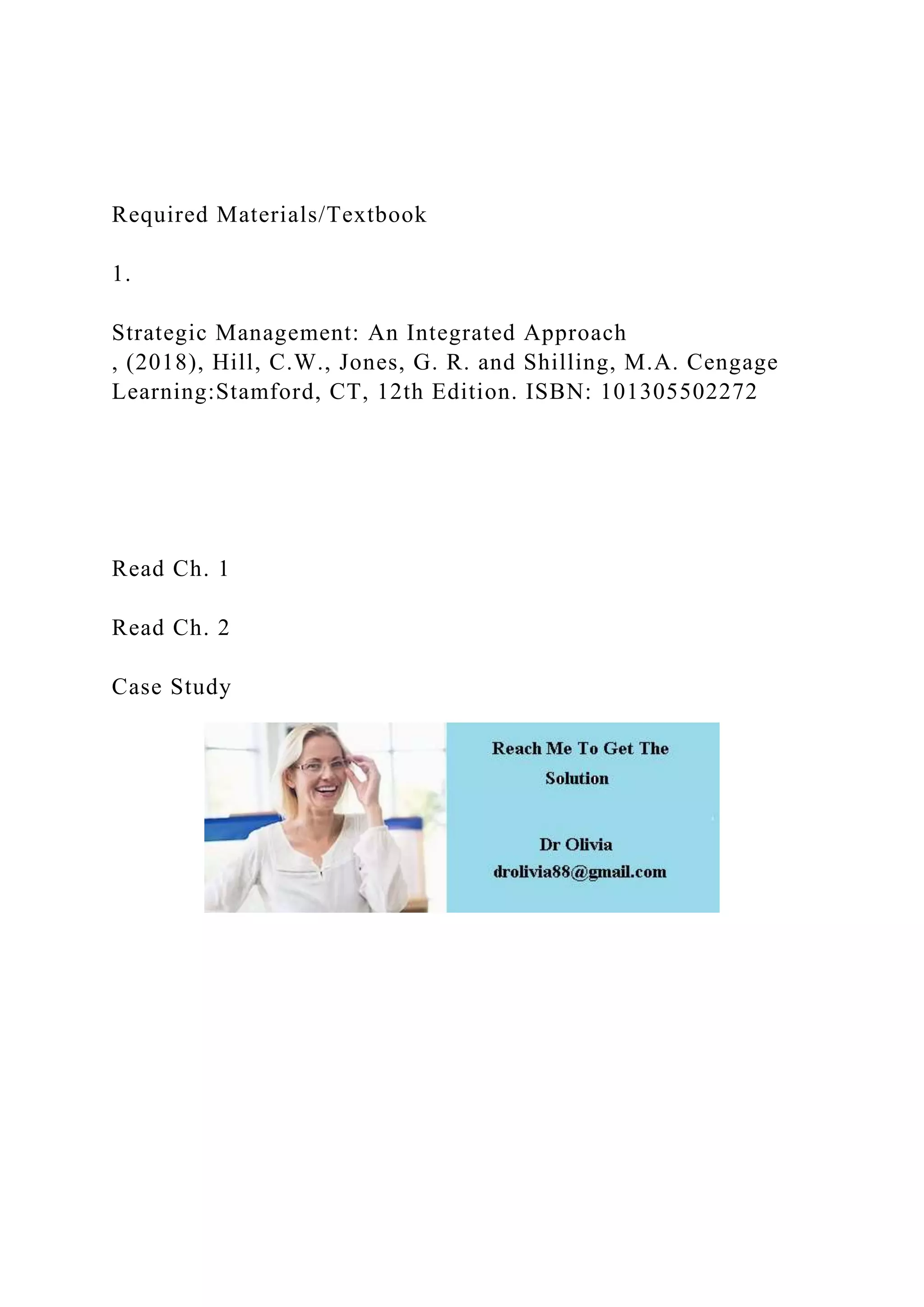 Required MaterialsTextbook 1.Strategic Management An I | DOCX