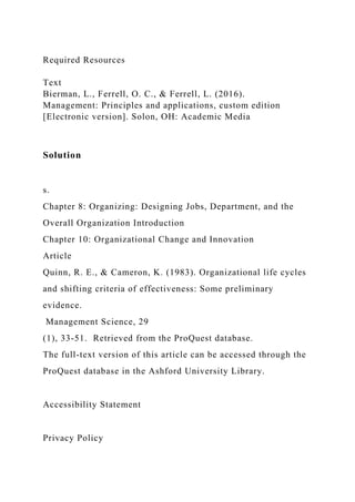 Required ResourcesTextBierman, L., Ferrell, O. C., & Ferrell, .docx