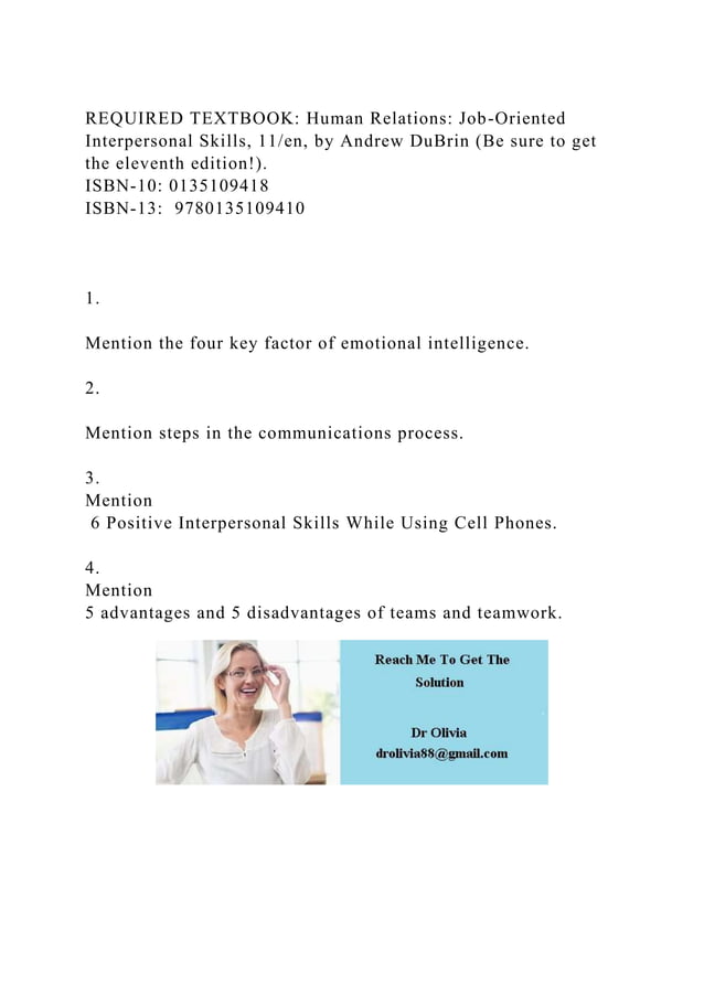 REQUIRED TEXTBOOK Human Relations Job-Oriented Interpersonal Skill.docx