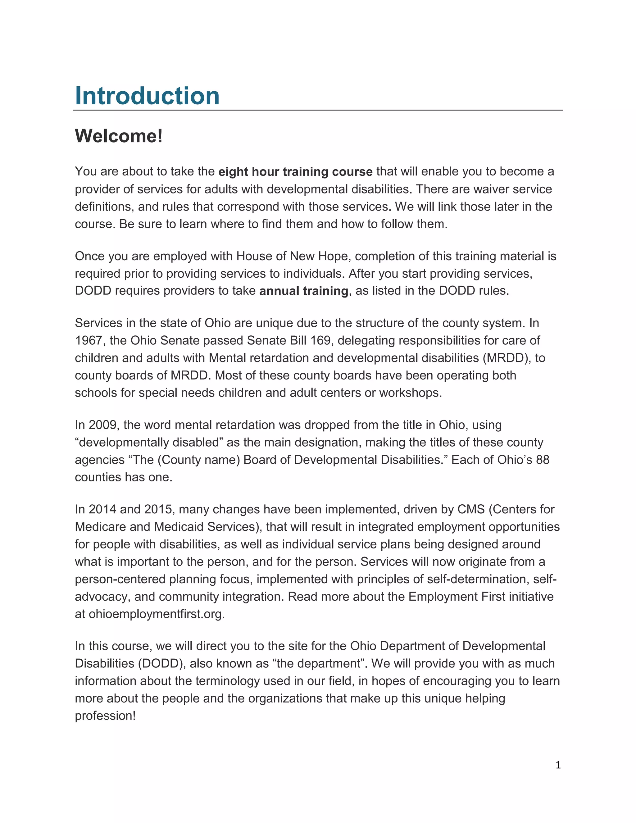 Required Waiver Training | PDF