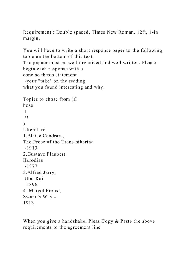 Requirement Double spaced, Times New Roman, 12ft, 1-in margin..docx