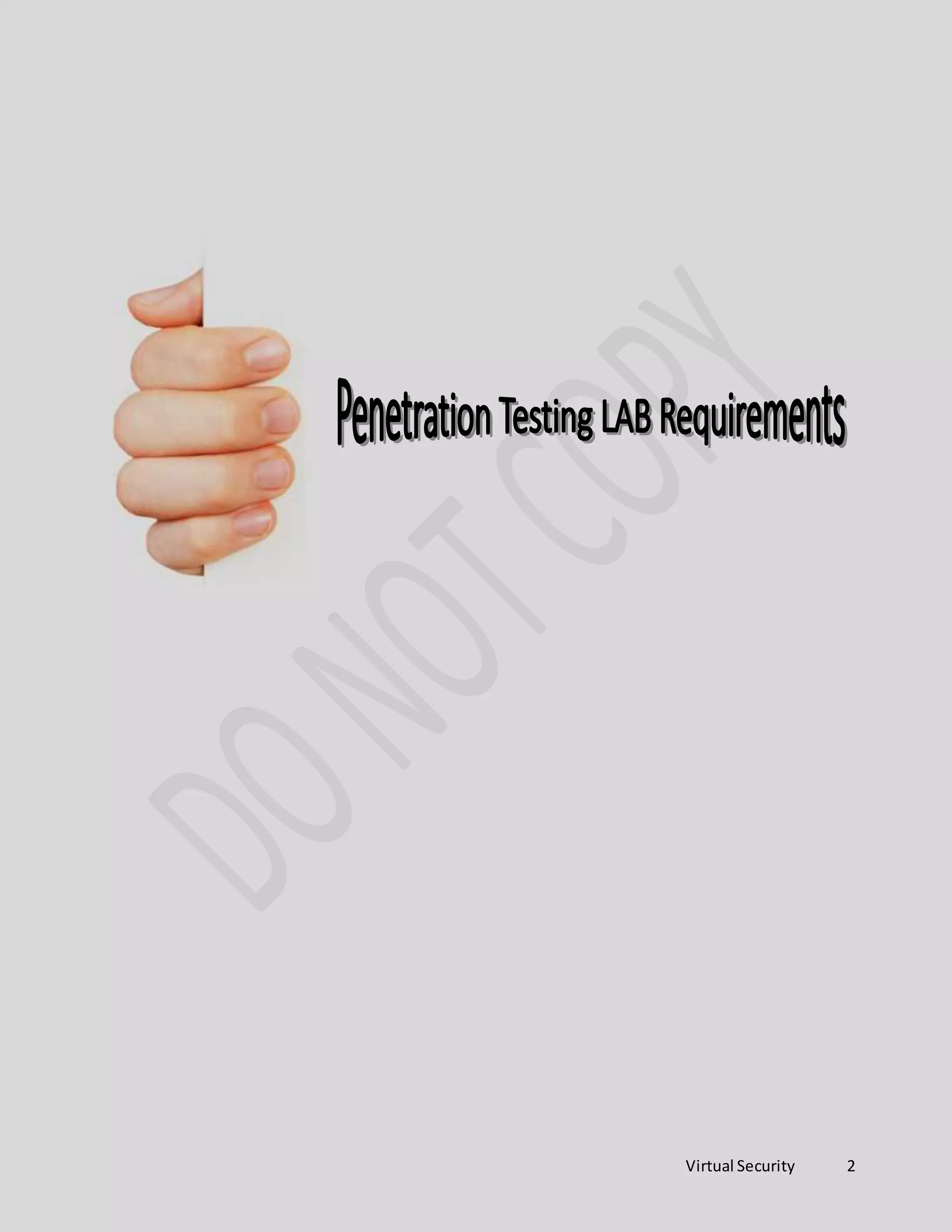 Requirement For Creating A Penetration Testing Lab Docx Operating Systems Computer